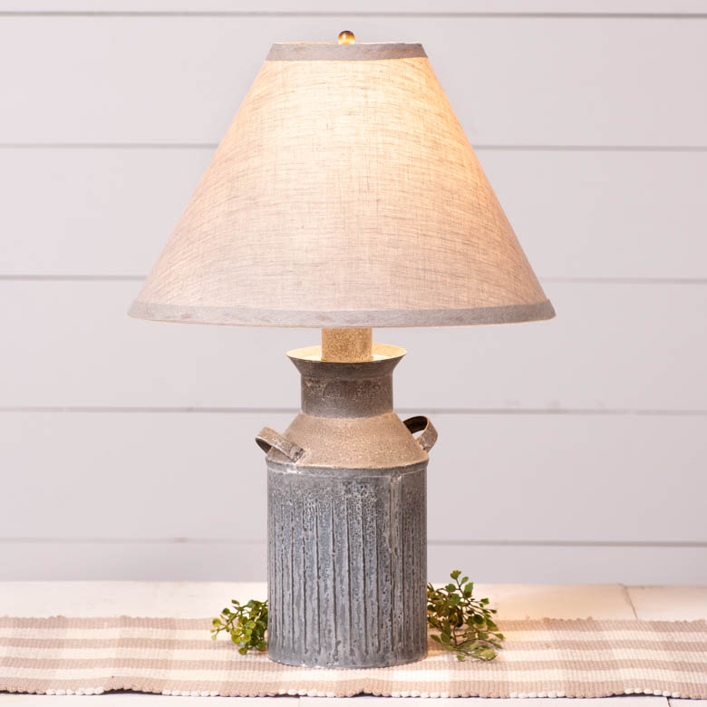 Milk Jug Lamp with Ivory Linen Shade | Irvins Tinware