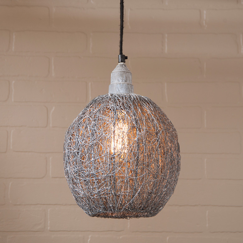 Nesting Wire Hanging Light in Weathered Zinc | Irvins Tinware